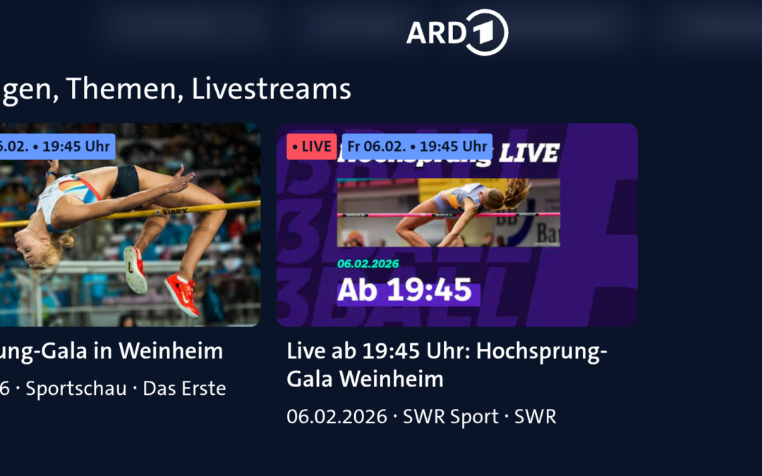 Hochsprung Gala im Livestream - TSG 1862 Weinheim e.V.